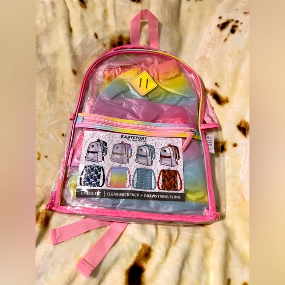 Eastsport | Bags | Eastsport Clear Backpack Drawstring Sling Set Pastel ...